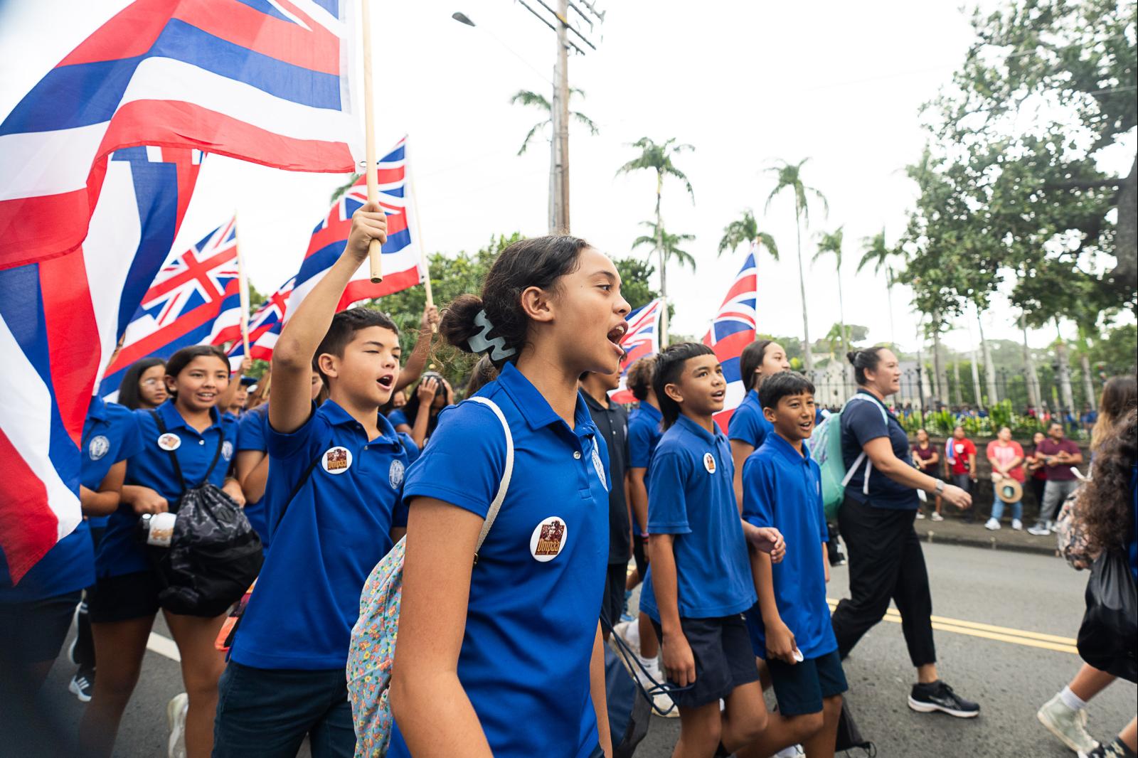 KS Kapālama haumāna walk in ʻOnipaʻa Peace March | Kamehameha Schools